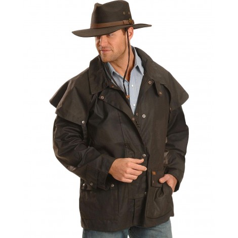 Bush Ranger Jacket - Cotton Oilskin Unisex - Outback Size S Color Black
